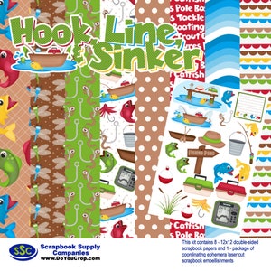 Hook, Line, and Sinker 12 X 12 Scrapbook Paper & Embellishment Kit by ...