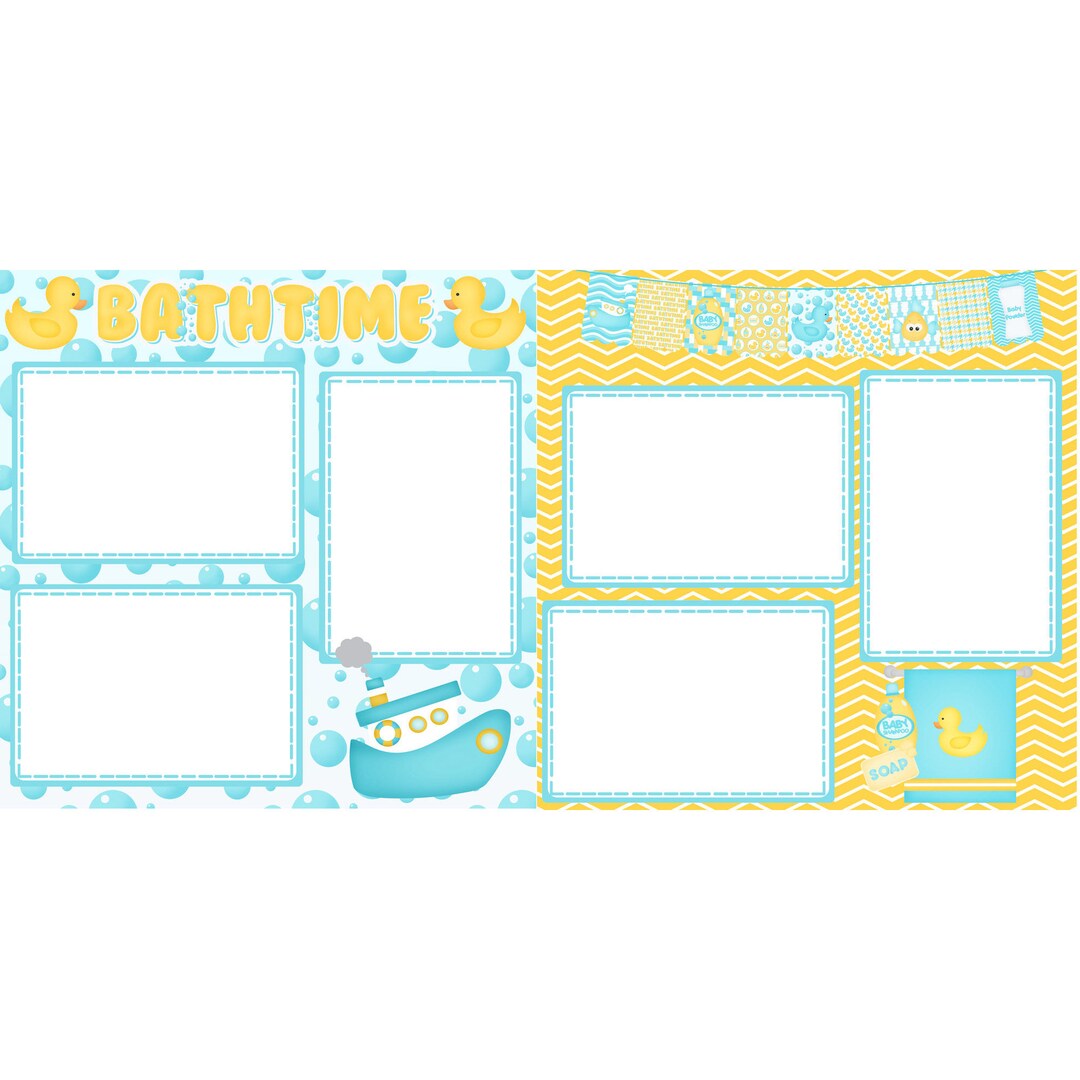 Bathtub Time Boy Collection Bath Time (2) - 12 X 12 Premade, Printed ...