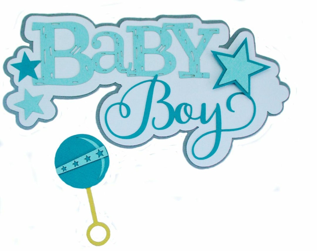Baby Boy Title & Rattle Fully-assembled 4 X 7 Laser Cut Scrapbook ...