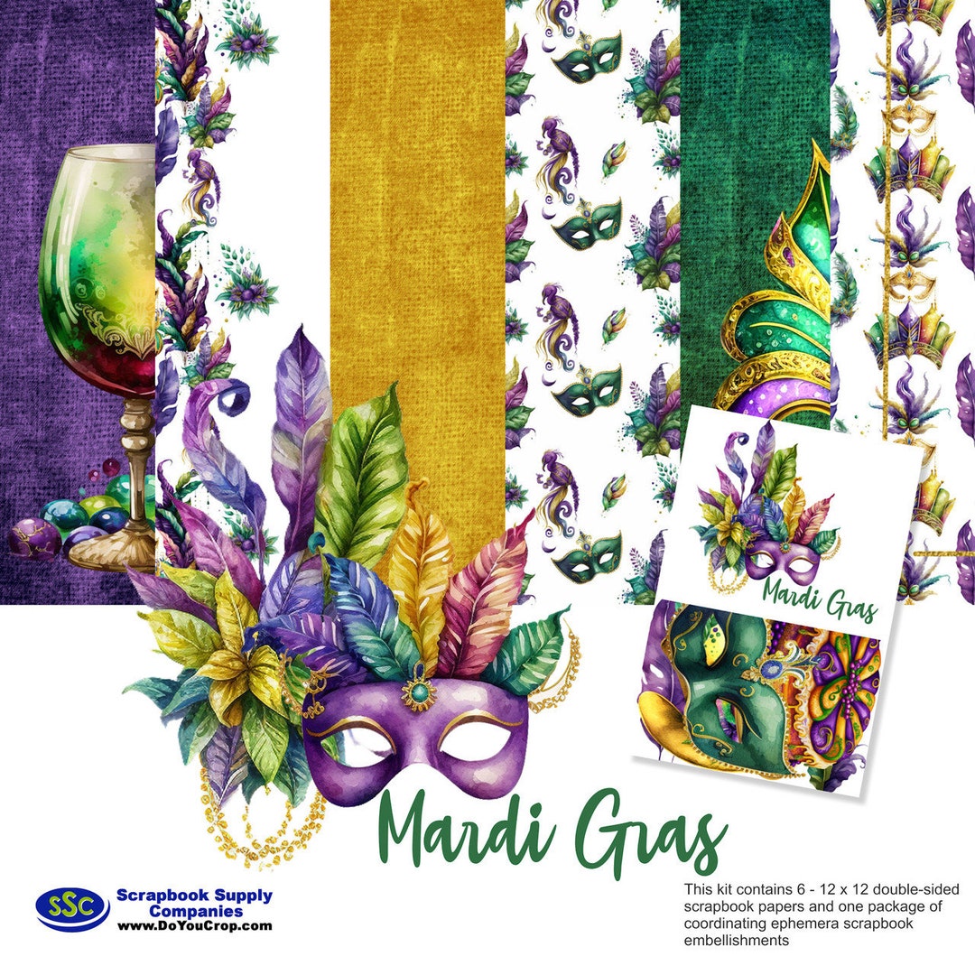 Mardi Gras Collection 12 X 12 Double-sided Scrapbook Paper & Ephemera ...