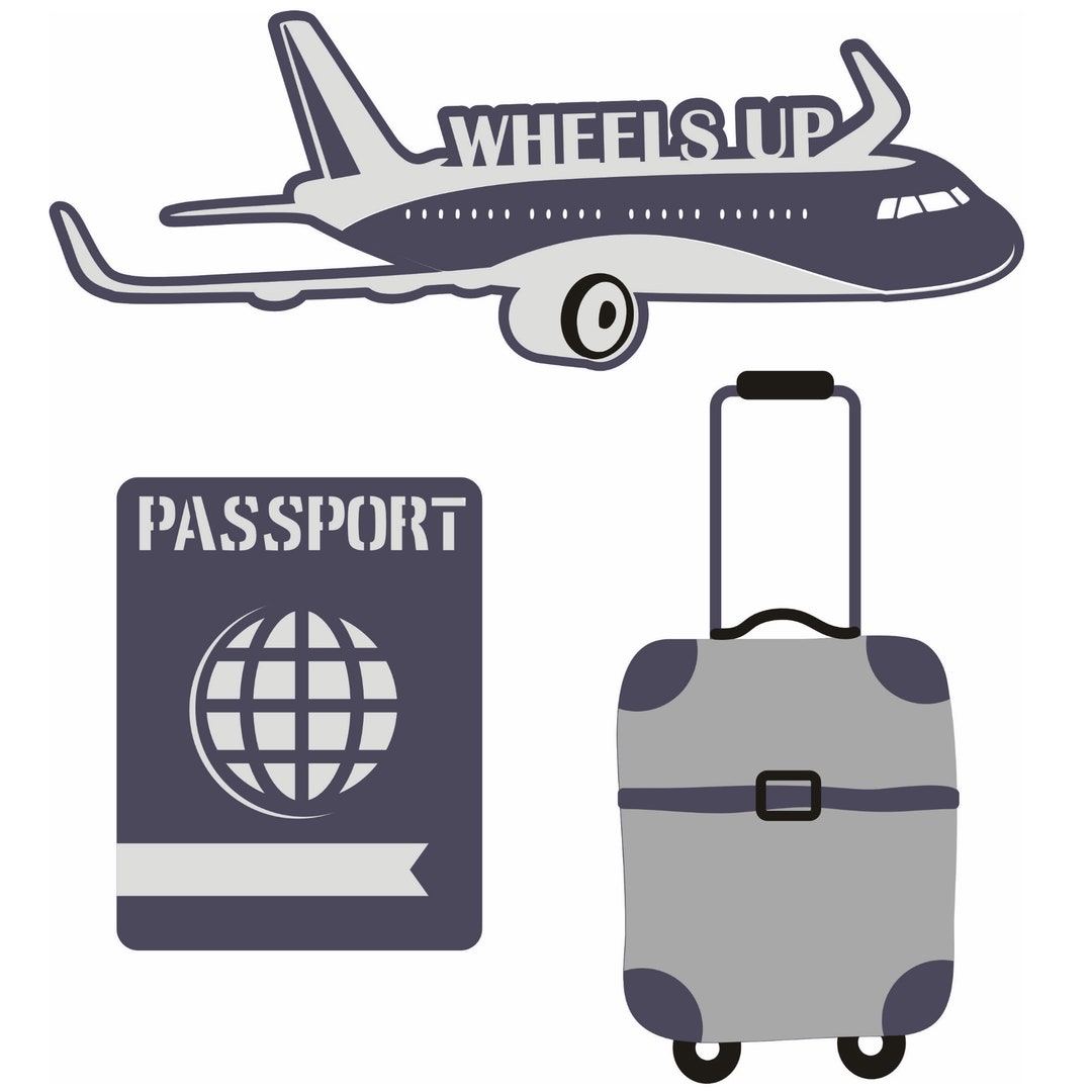 Wheels up Airplane Title & Accessories 8 X 3 Fully-assembled Laser Cut ...