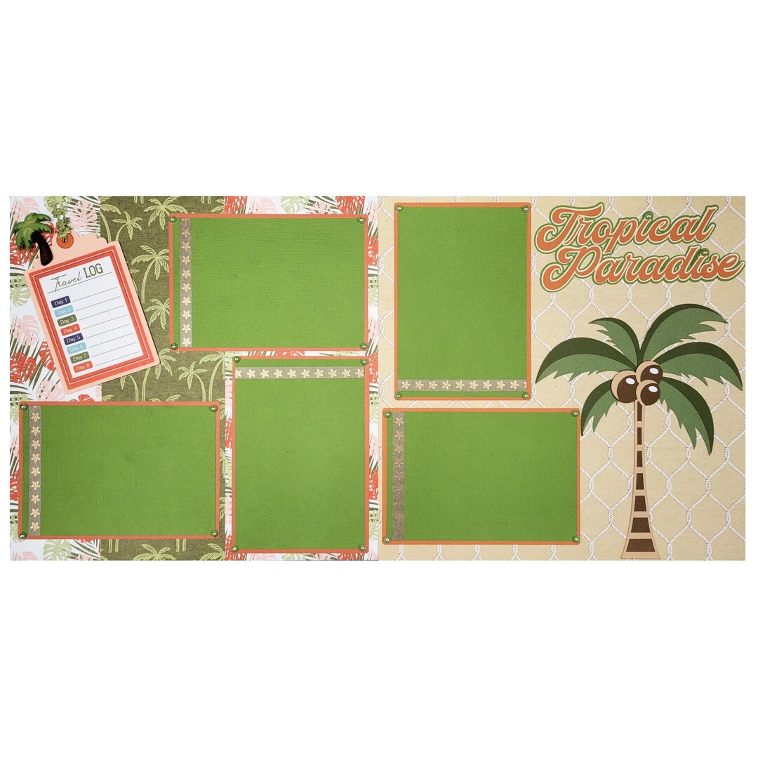 Tropical Paradise Premade Embellished Two-page 12 X 12 Scrapbook ...