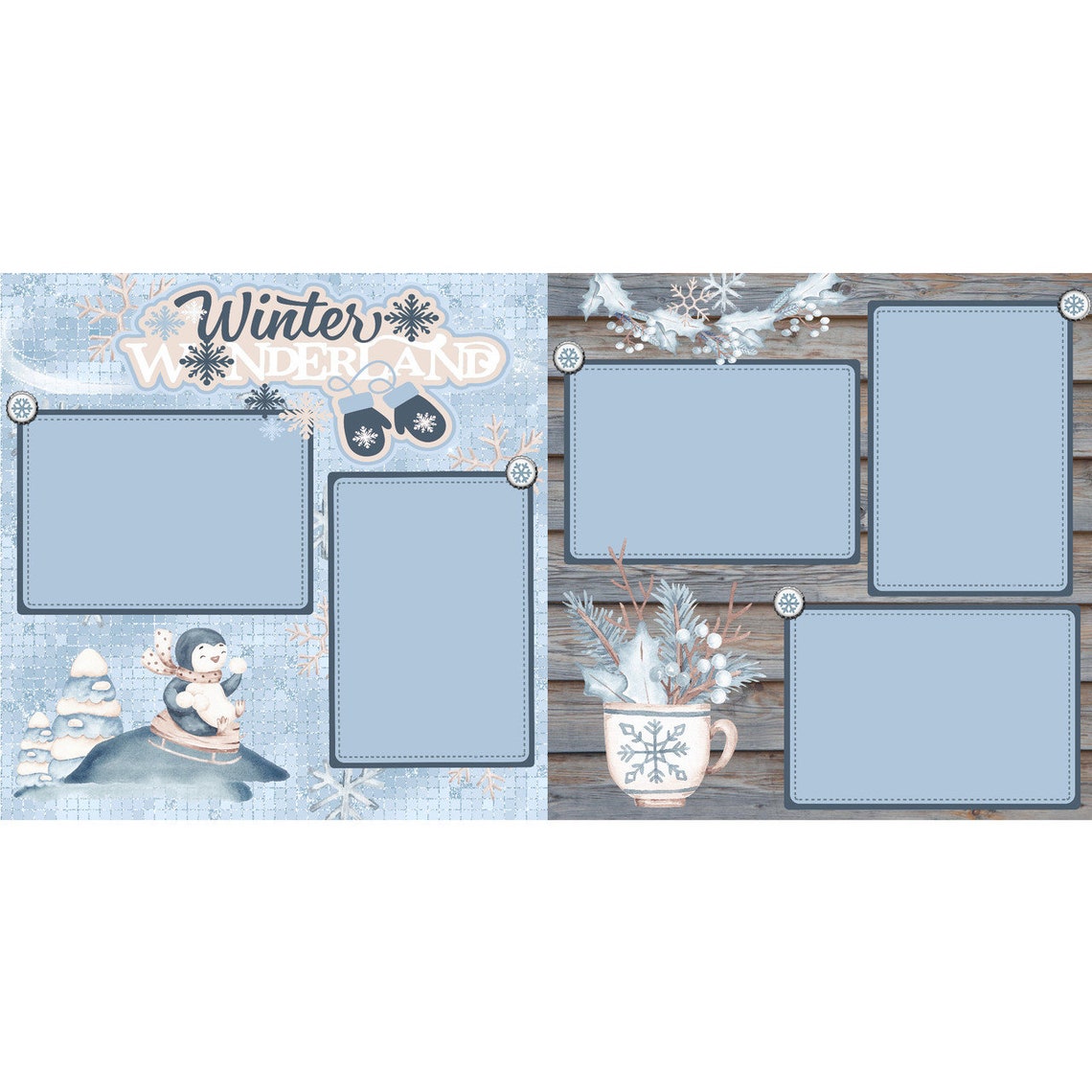 Winter Wonderland Playful Penguins 2 12 X 12 Premade - Etsy