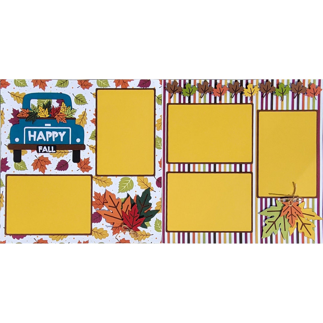 Falling Leaves Pre-made Embellished Two-page 12 X 12 Scrapbook Layout ...