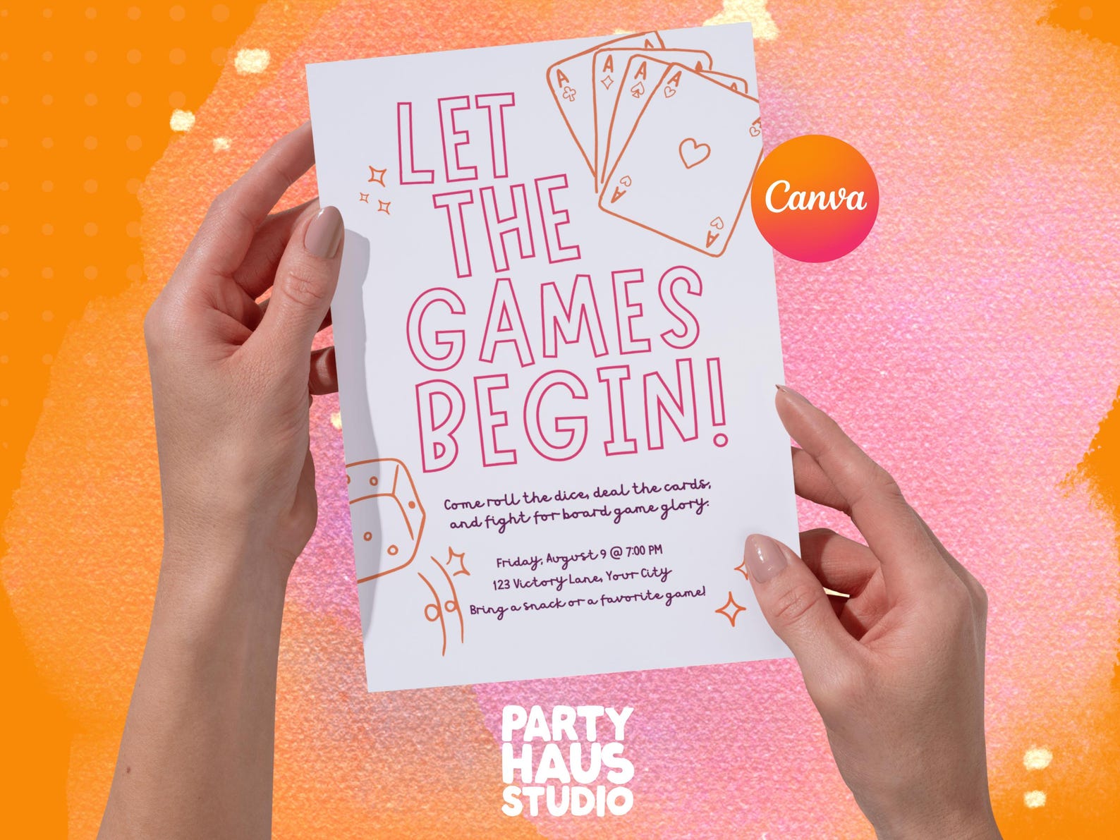 Retro Game Night Invitation Template, Editable Canva Party Flyer, Bold ...