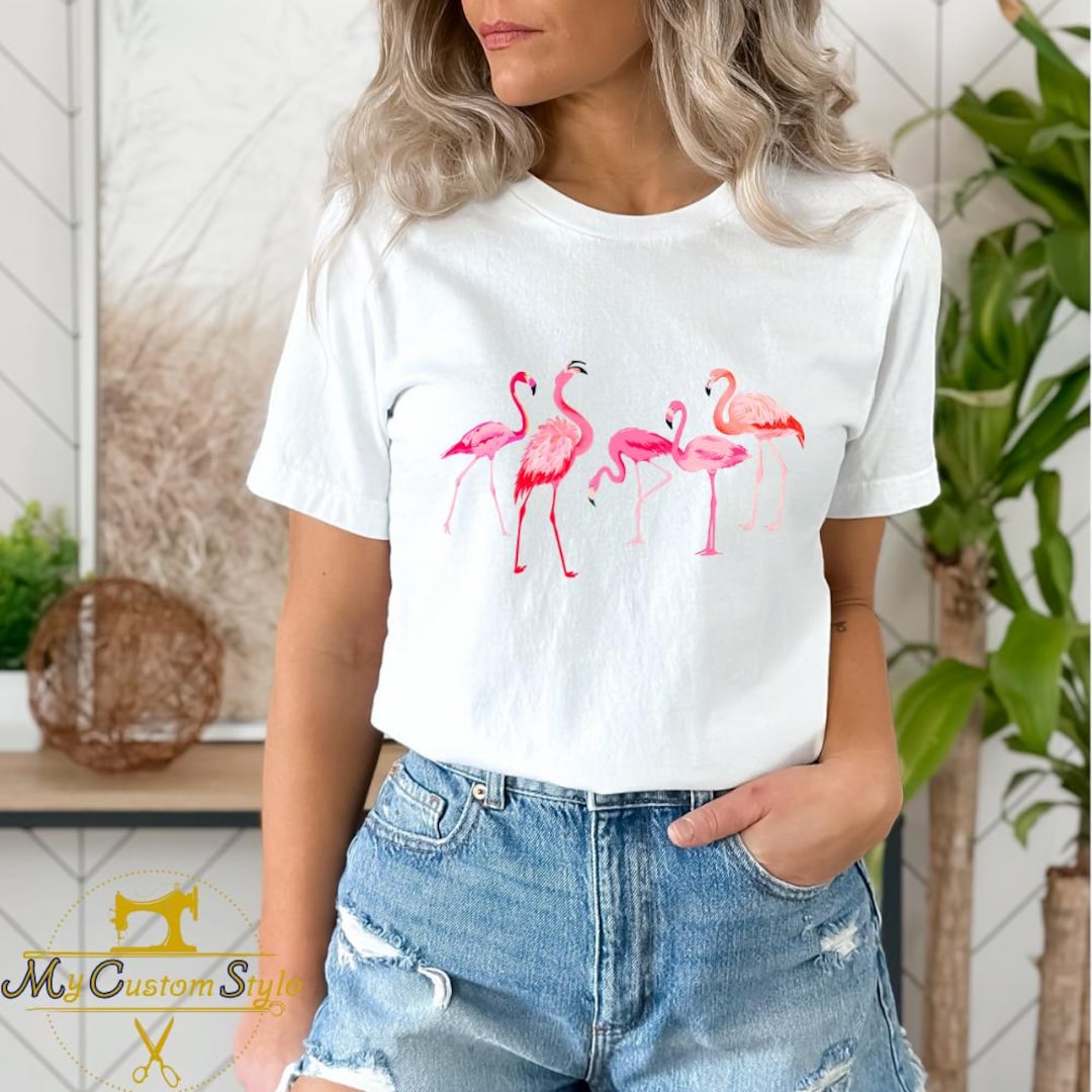 Flamingo T-shirt: Flock of Flamingos, Hello Summer Tee, Flamingos ...