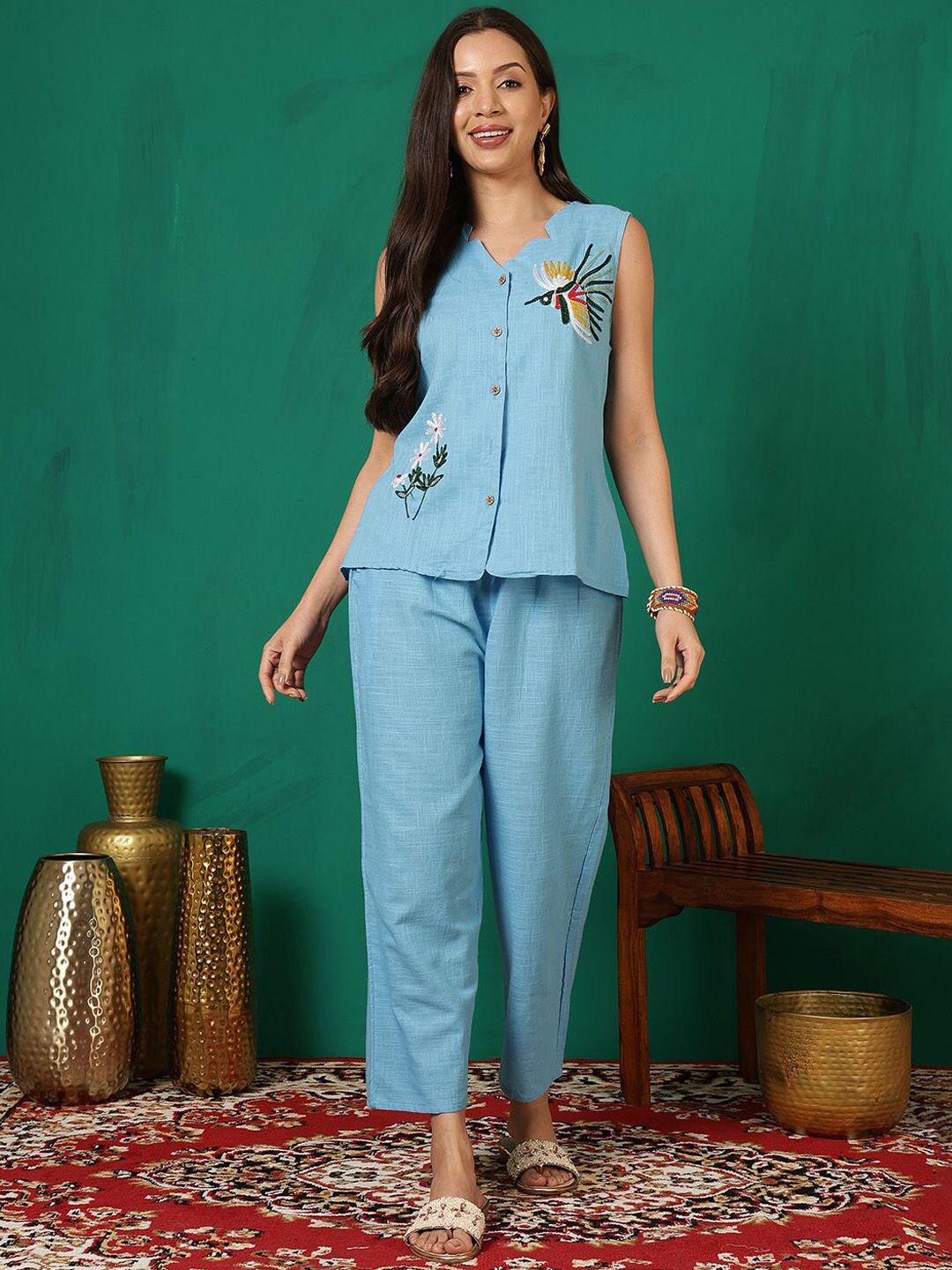 Hand Embroidered Co-ord Set/2 Piece Ethnic Outfit /kurta and Trouser ...