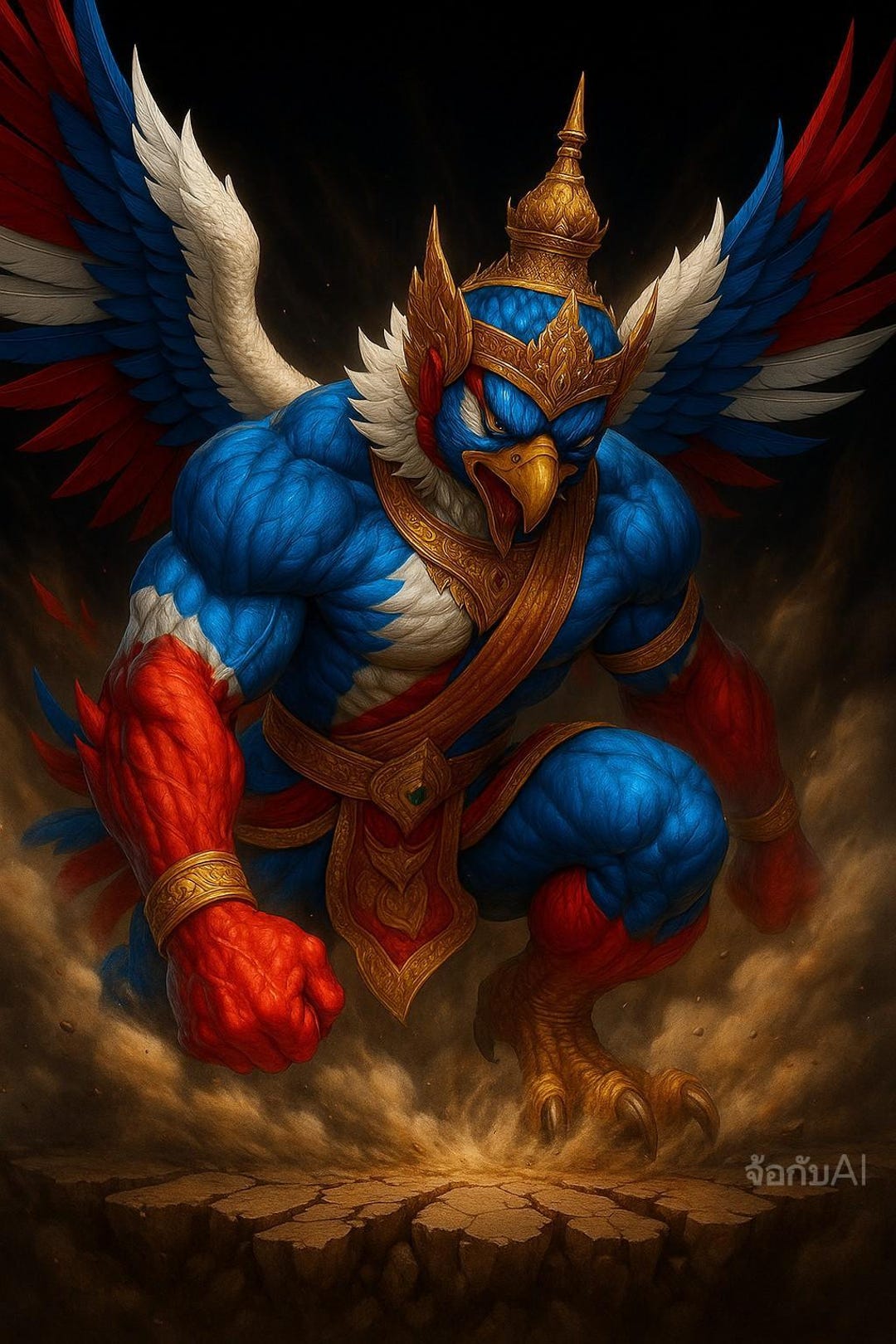 Garuda Warrior Landing – Thai Mythical Wall Art (digital Download) - Etsy