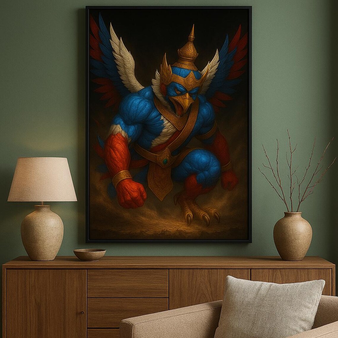 Garuda Warrior Landing – Thai Mythical Wall Art (digital Download) - Etsy