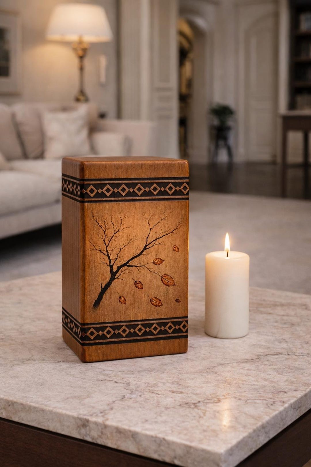 Handcrafted Wooden Cremation Urn With Tree of Life Engraving – Sheesham ...