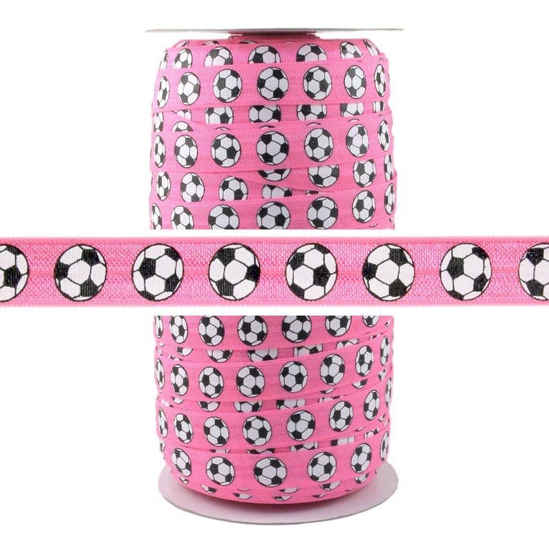 Football Soccer Ball Baseball Fold Over Elastic Pink White | Etsy