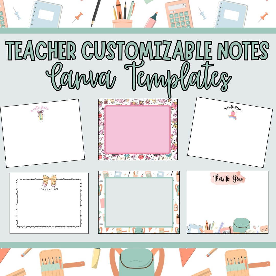 Editable Teacher Thank You Notes: Canva Templates (instant Download) - Etsy