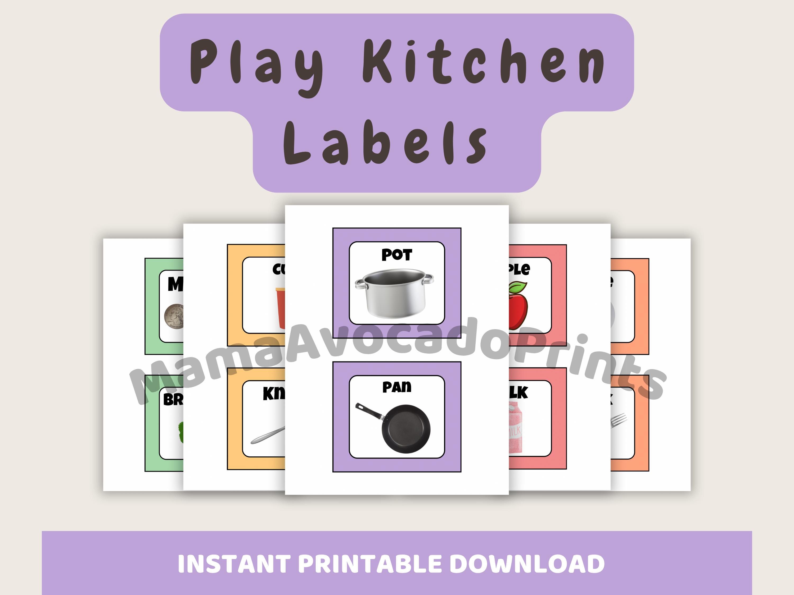 Play Kitchen Labels: Printable Pretend Play Signs for Toddlers (PDF ...