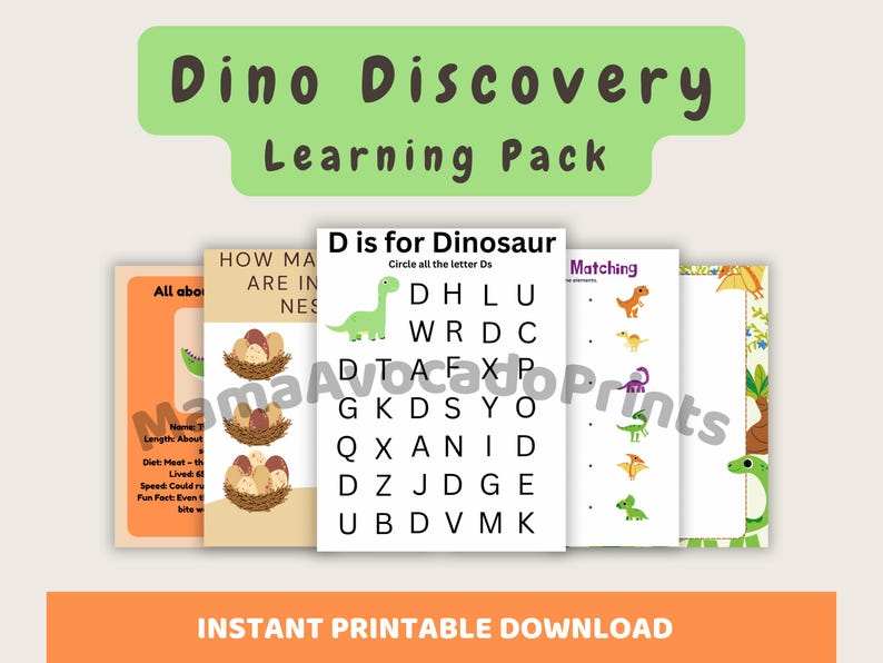 Dino Discovery Learning Pack - Printable Toddler Activity Set - Etsy