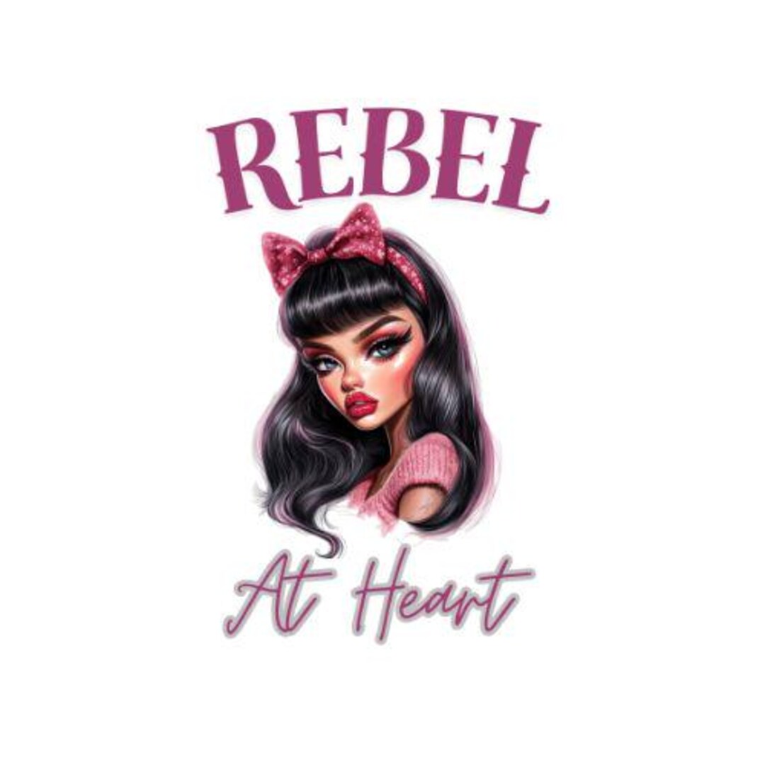 Rebel at Heart Vintage Retro Pinup Girl Sublimation PNG, PDF, JPG ...