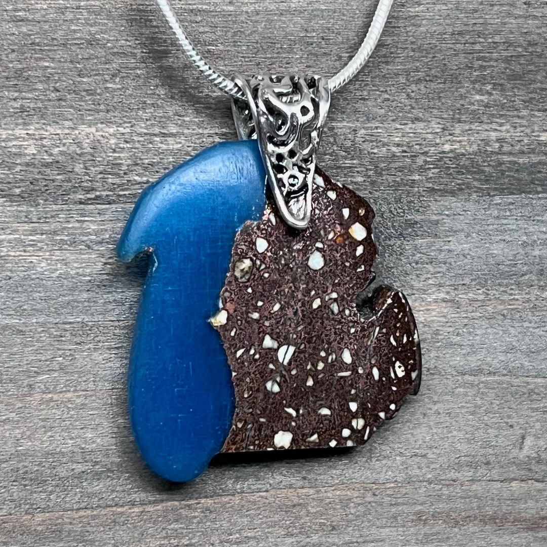 Michigan Pendant - Copper Firebrick Lower - Resin Lake Michigan ...