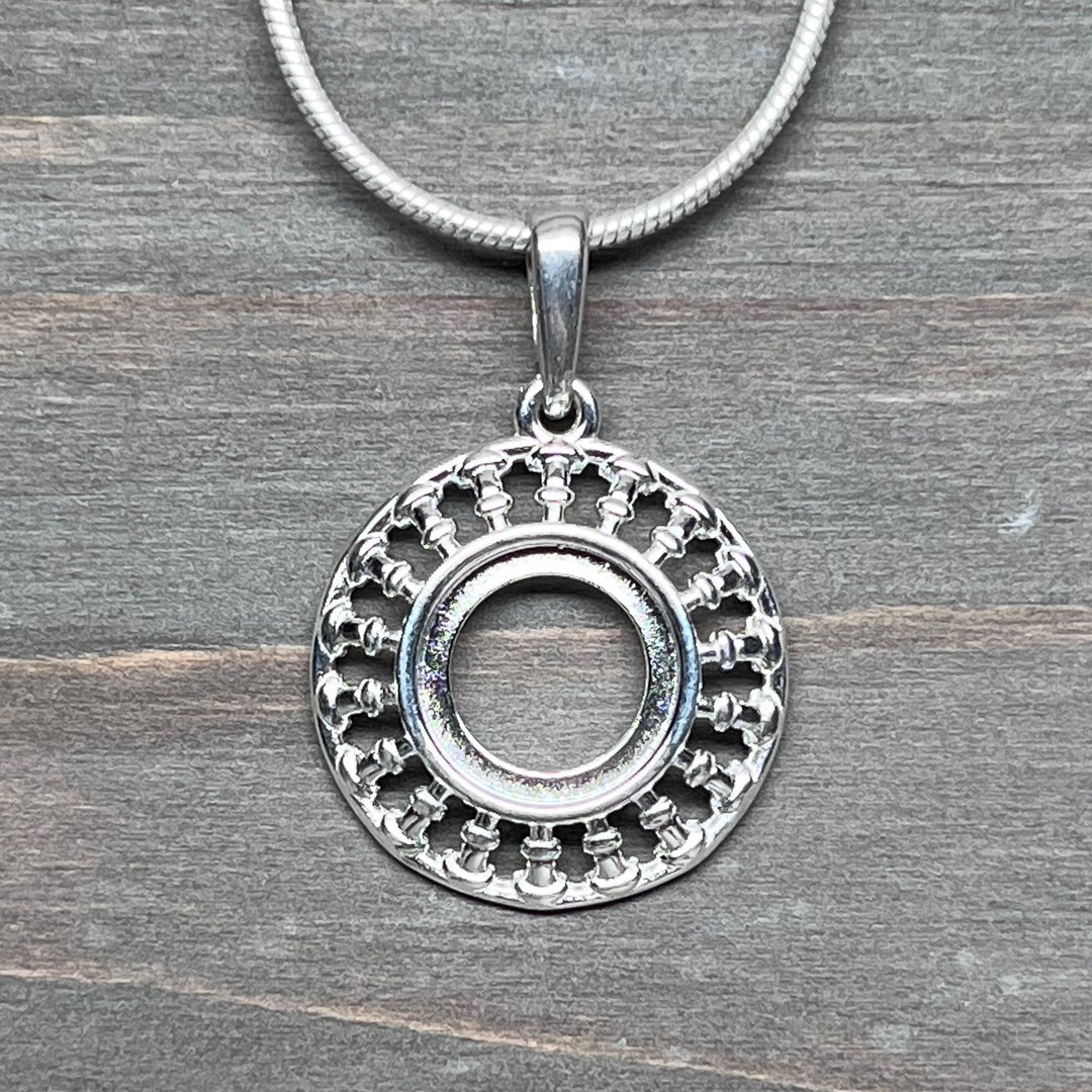 Sterling Silver Pendant Setting - 10 Mm Pendant Mounting - Cabochons ...