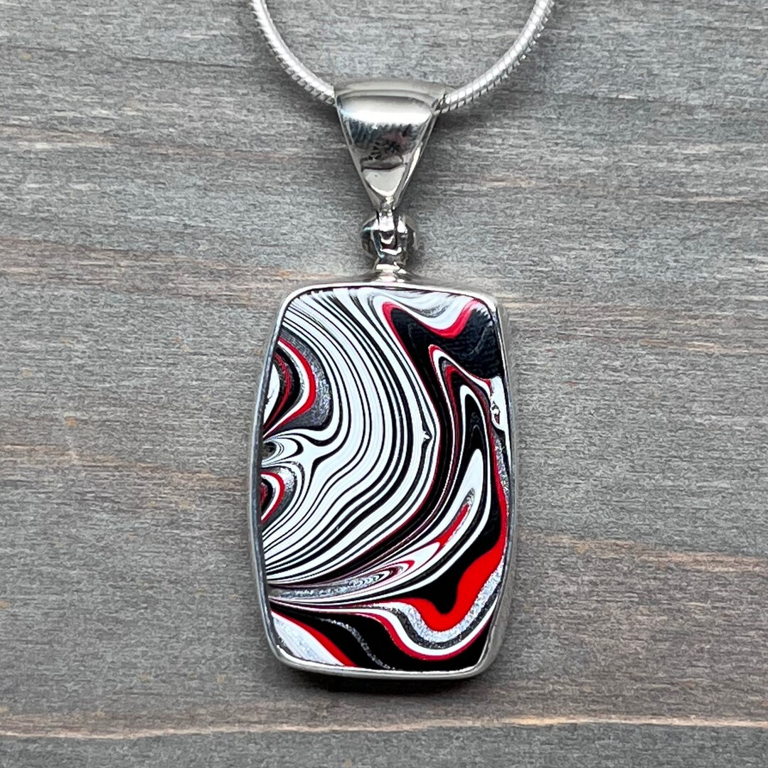 Sterling Silver Fordite Pendant - Automotive History Transformed - Fordite Jewelry - Made in ...