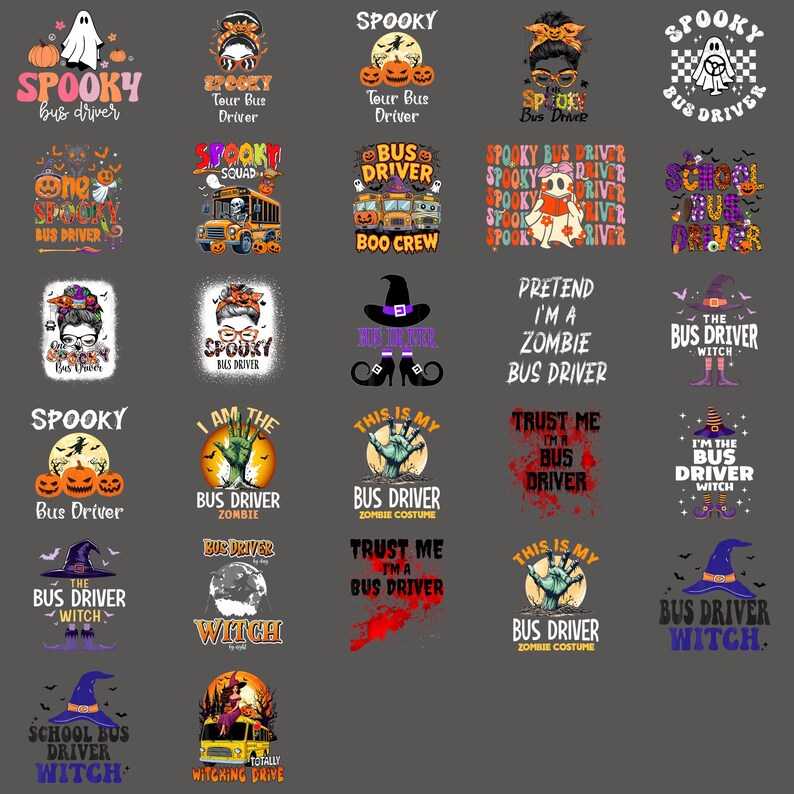 Spooky Tour Bus Driver PNG, Funny Halloween Bus Clipart for Driver ...