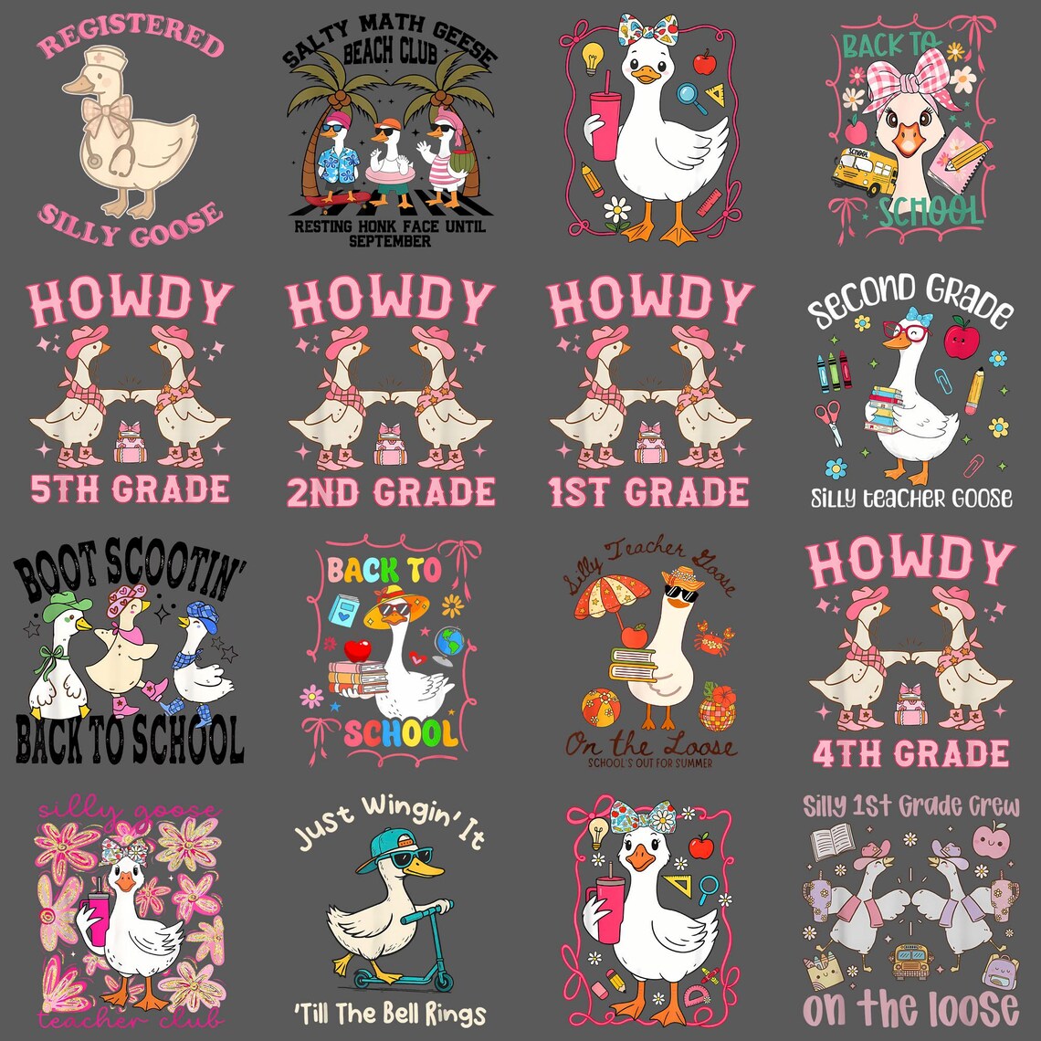Goose PNG, Back to School Clipart, Funny Sublimation Digital Download ...