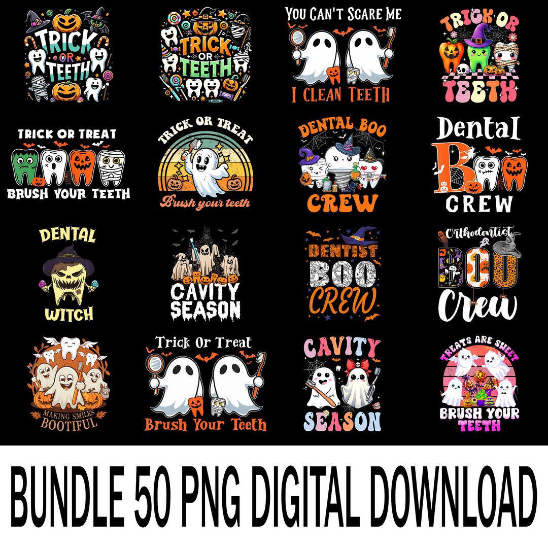 Trick or Treat Brush Your Teeth PNG, Funny Halloween Dental Sublimation ...