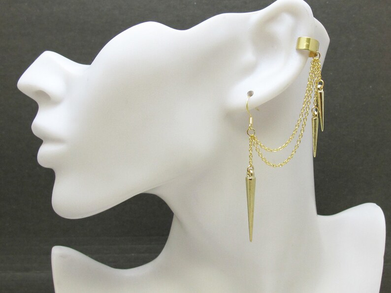 EAR CUFF Gold Spike Charms Ear Cuff Extra Earring With | Etsy