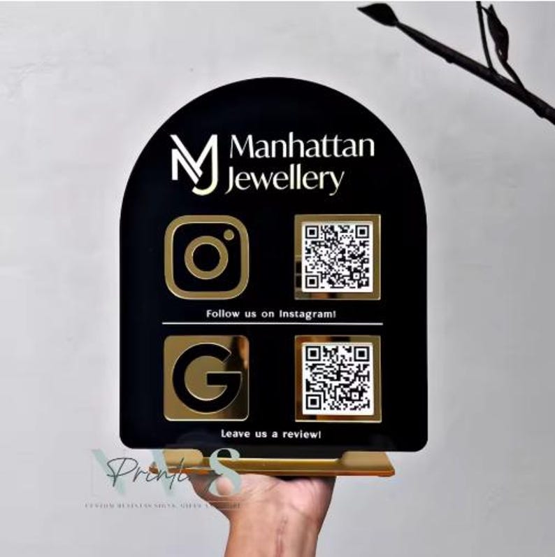 Custom Acrylic QR Code Sign for Social Media | Business Display for ...