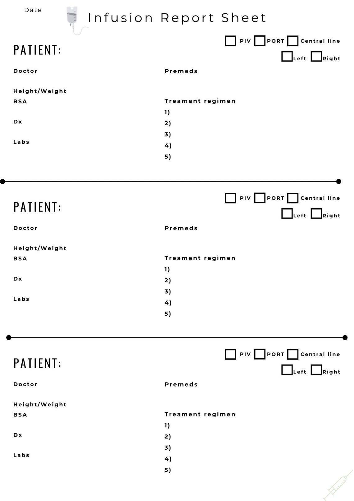 Oncology Infusion Report Sheet | Chemotherapy RN Printable (PDF) - Etsy