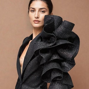 Daria Jacket With Sparkling Lace Appliqués Haute Couture Long Sleeves ...