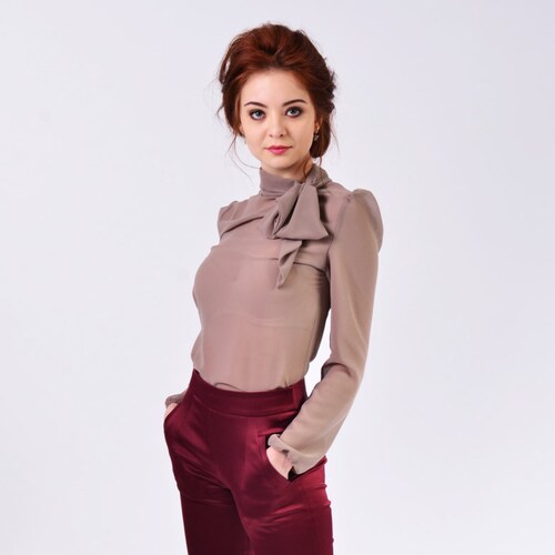 Blouse for Women Power Shoulder Top Made to Order Aniela - Etsy