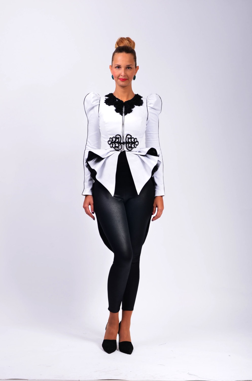 Haute Couture Jacket Ruffle High Shoulder Blazer Agata | Etsy