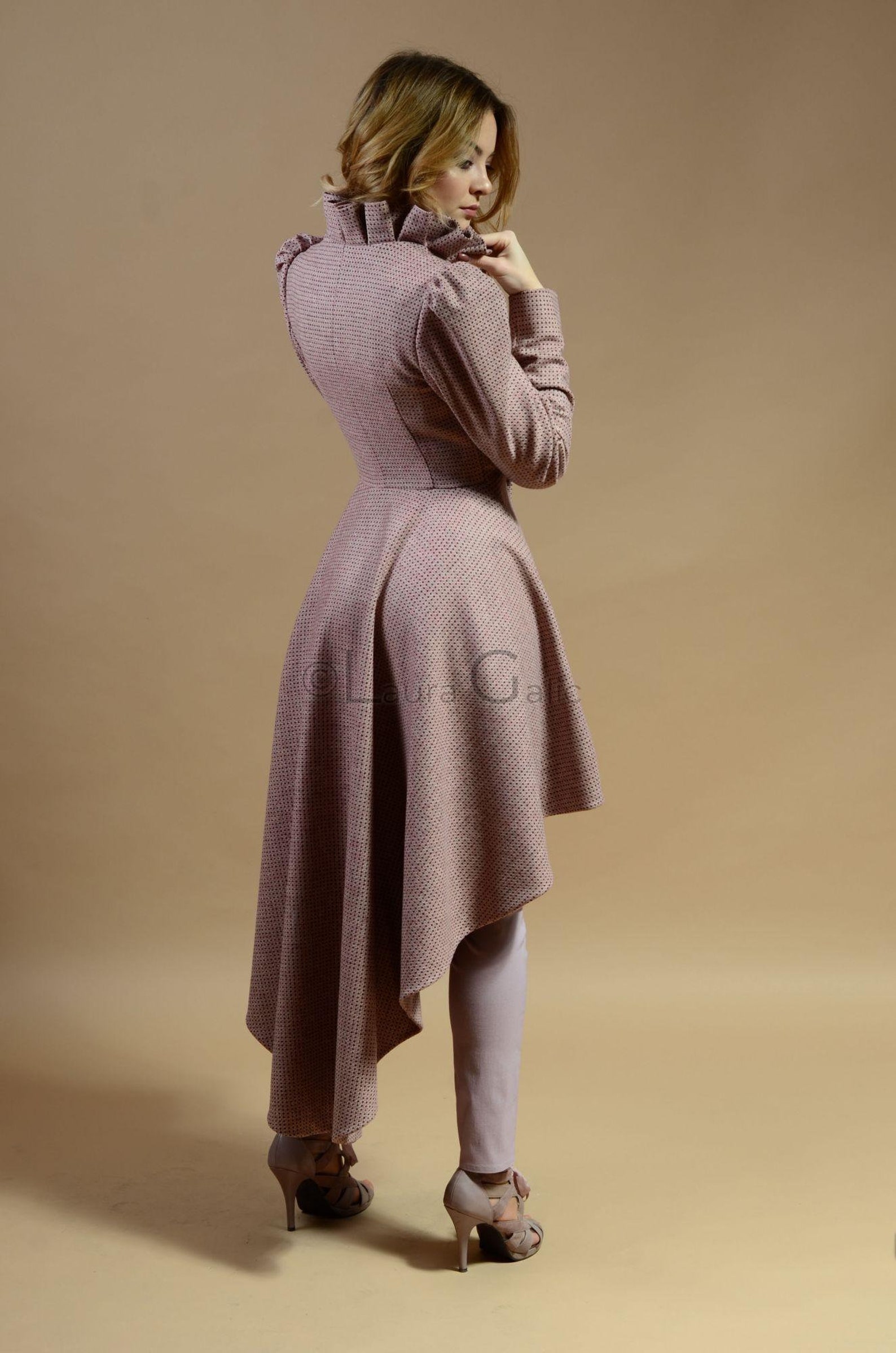 Wool Winter Coat Long Coat Plus Size Coat High Low Coat - Etsy