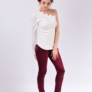 Women's Shirt, One Sleeve Blouse, Asymmetric Top, Tops for Women, Made ...