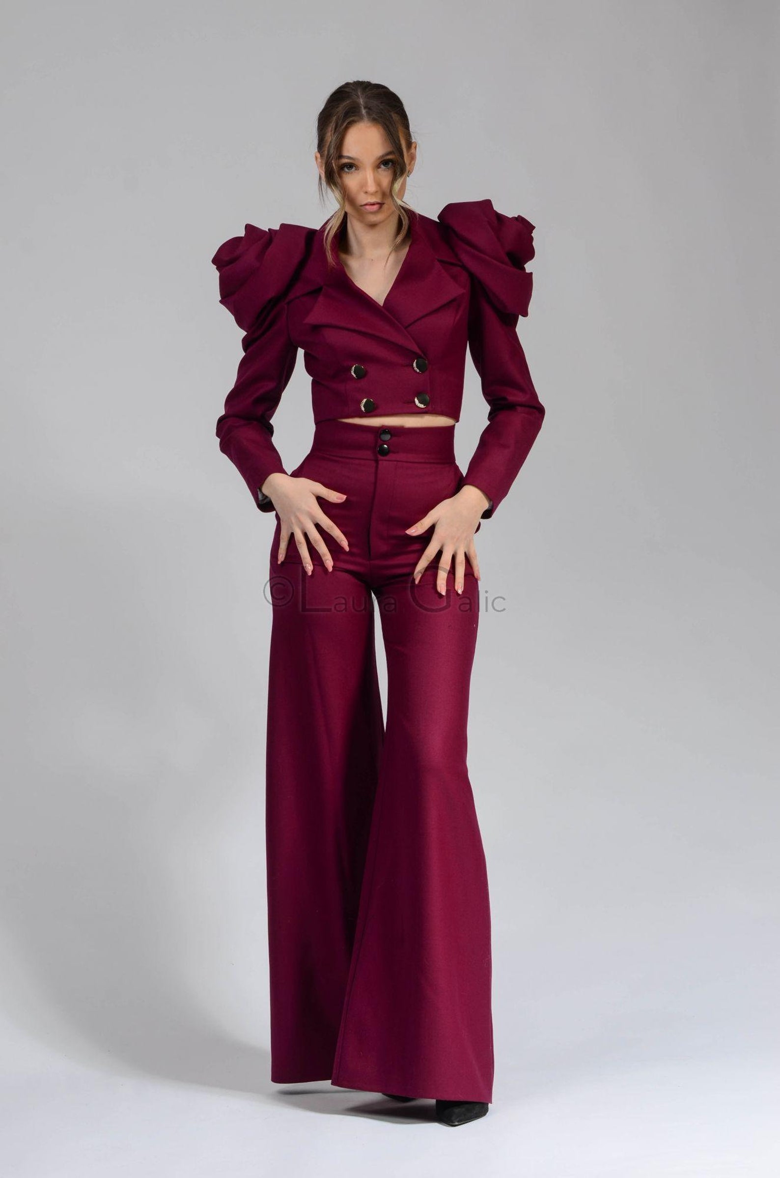 Tailored Wool Blazer, Women's Power Shoulder Jacket, Made to Order - Etsy
