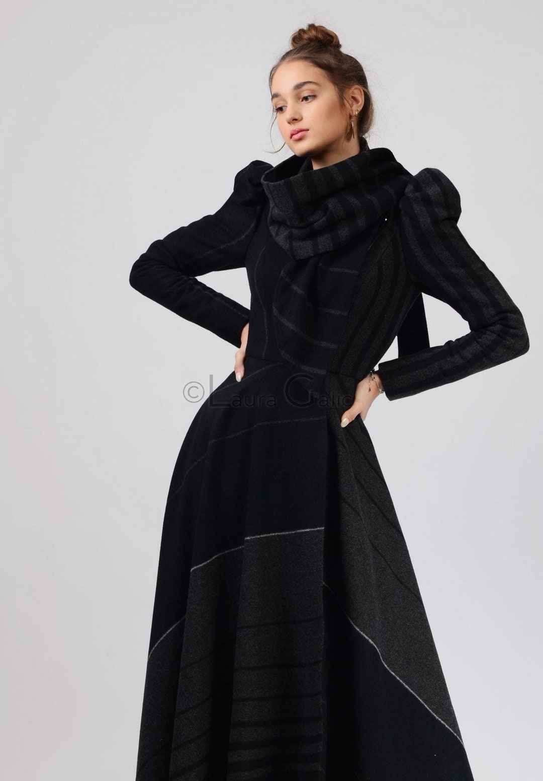 Scarf Collar Long Coat, Maxi Winter Jacket for Women | Beatrice 4 - Etsy