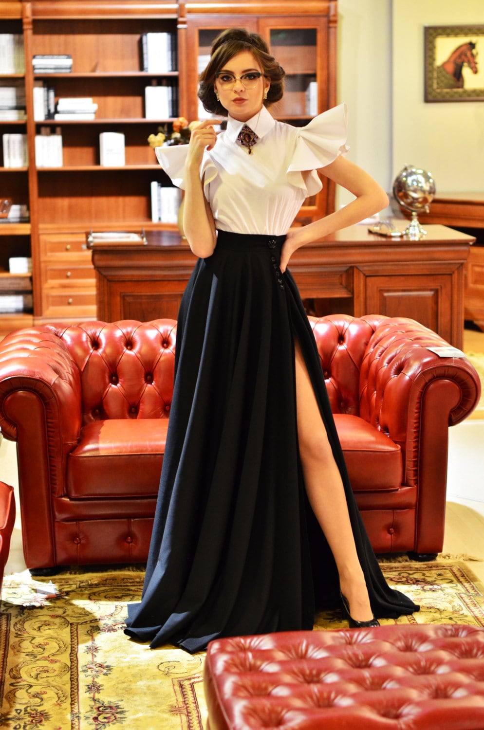 Women's Shirt Power Shoulder Top Ruff Shoulder Blouse | Etsy