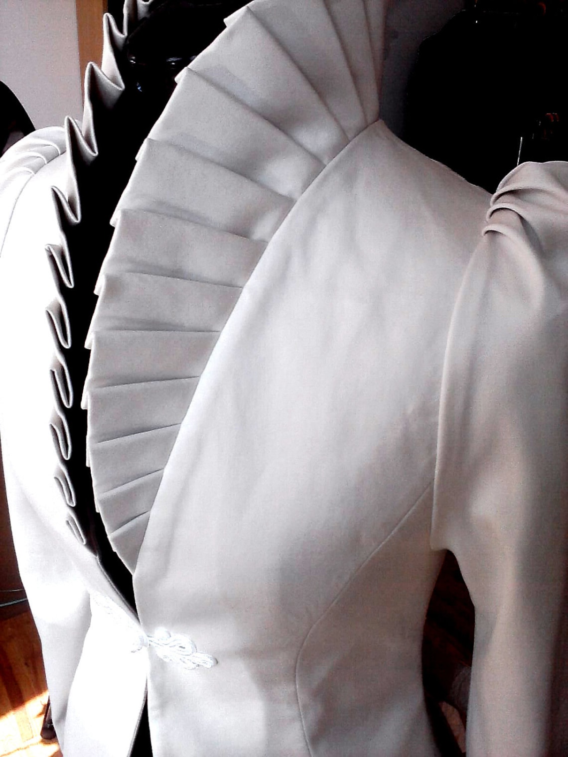White Jacket, Ruffle Collar, One Button, Ruffle Back, for Women, Made ...