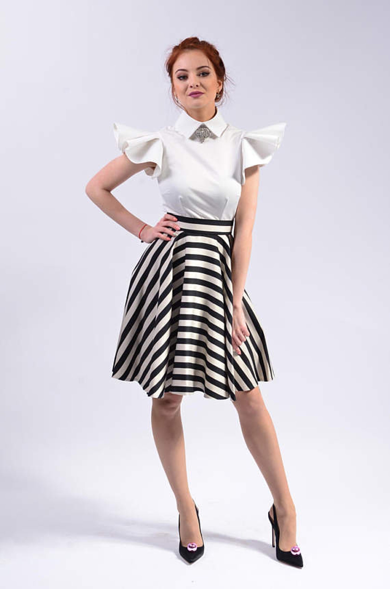 Women's Shirt Power Shoulder Top Ruff Shoulder Blouse | Etsy