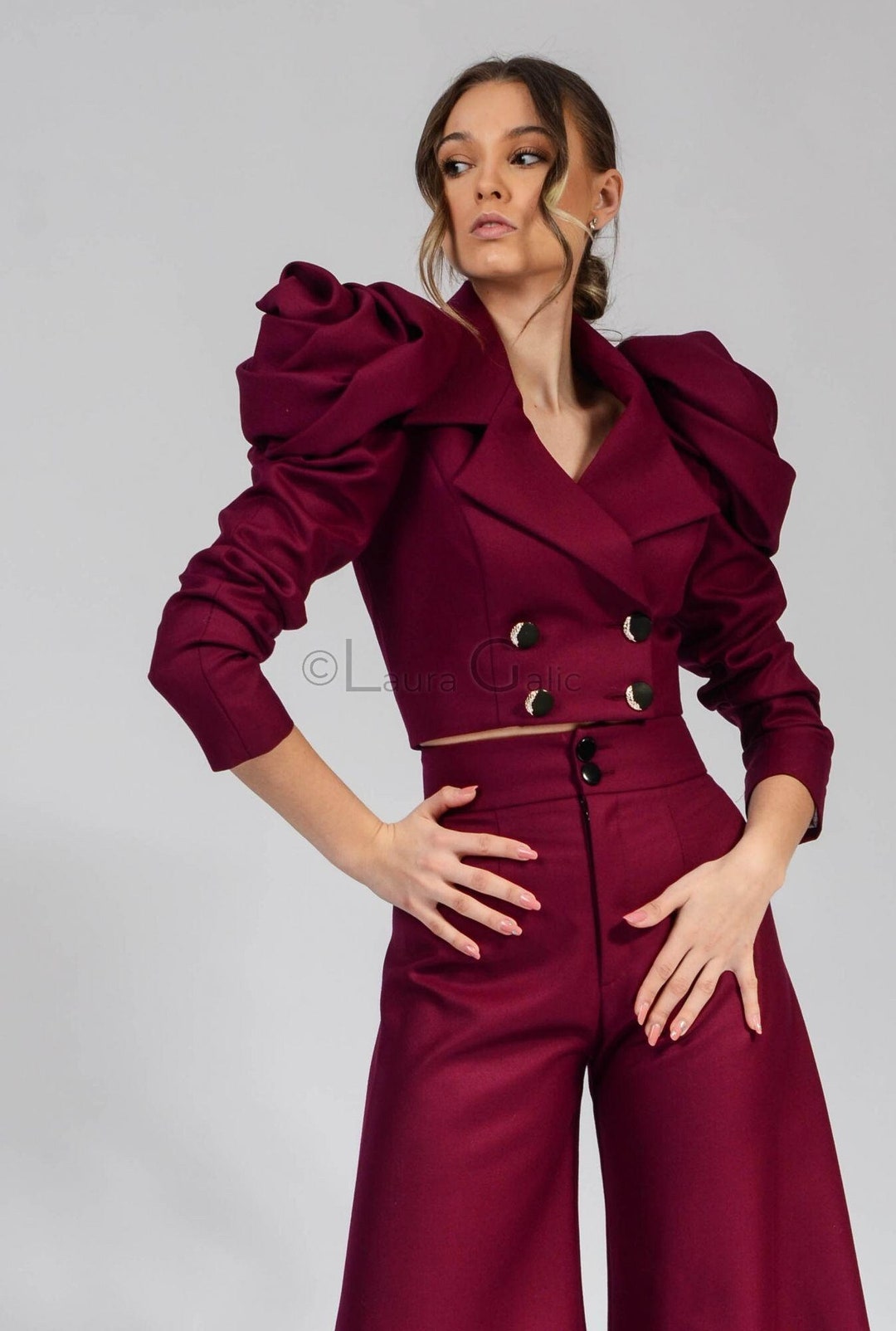 Tailored Wool Blazer, Women's Power Shoulder Jacket, Made to Order - Etsy
