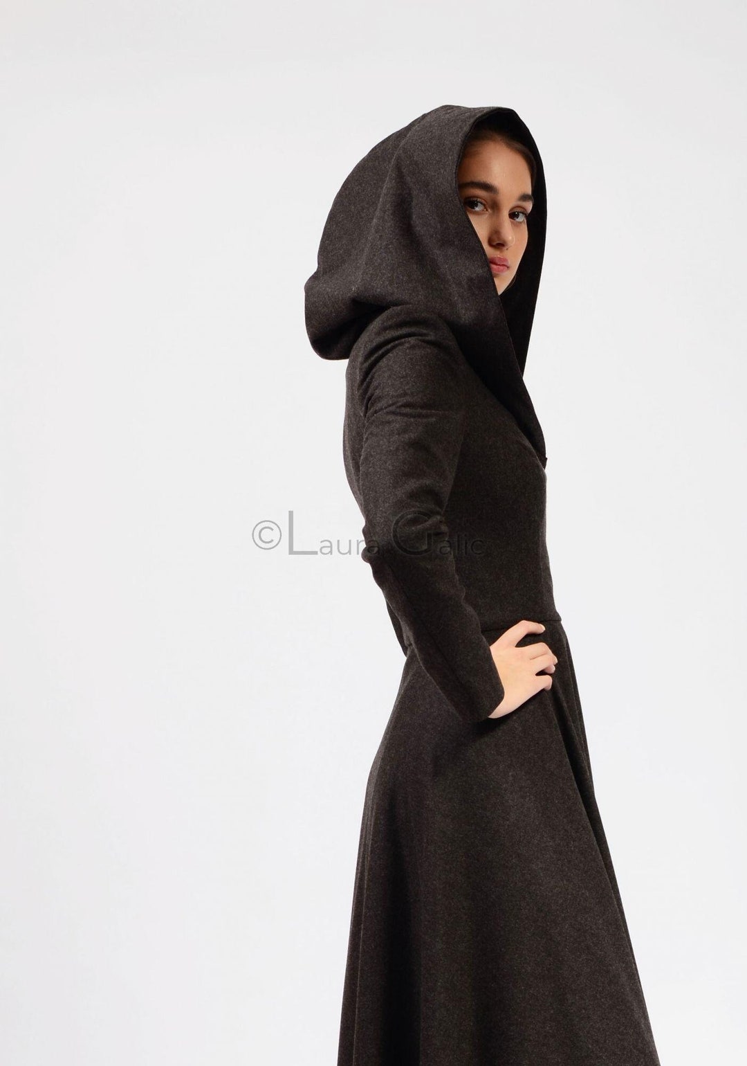 Ladies Jacket, Asymmetrical Coat, Hooded Long Coat, Women's Wear, Made ...