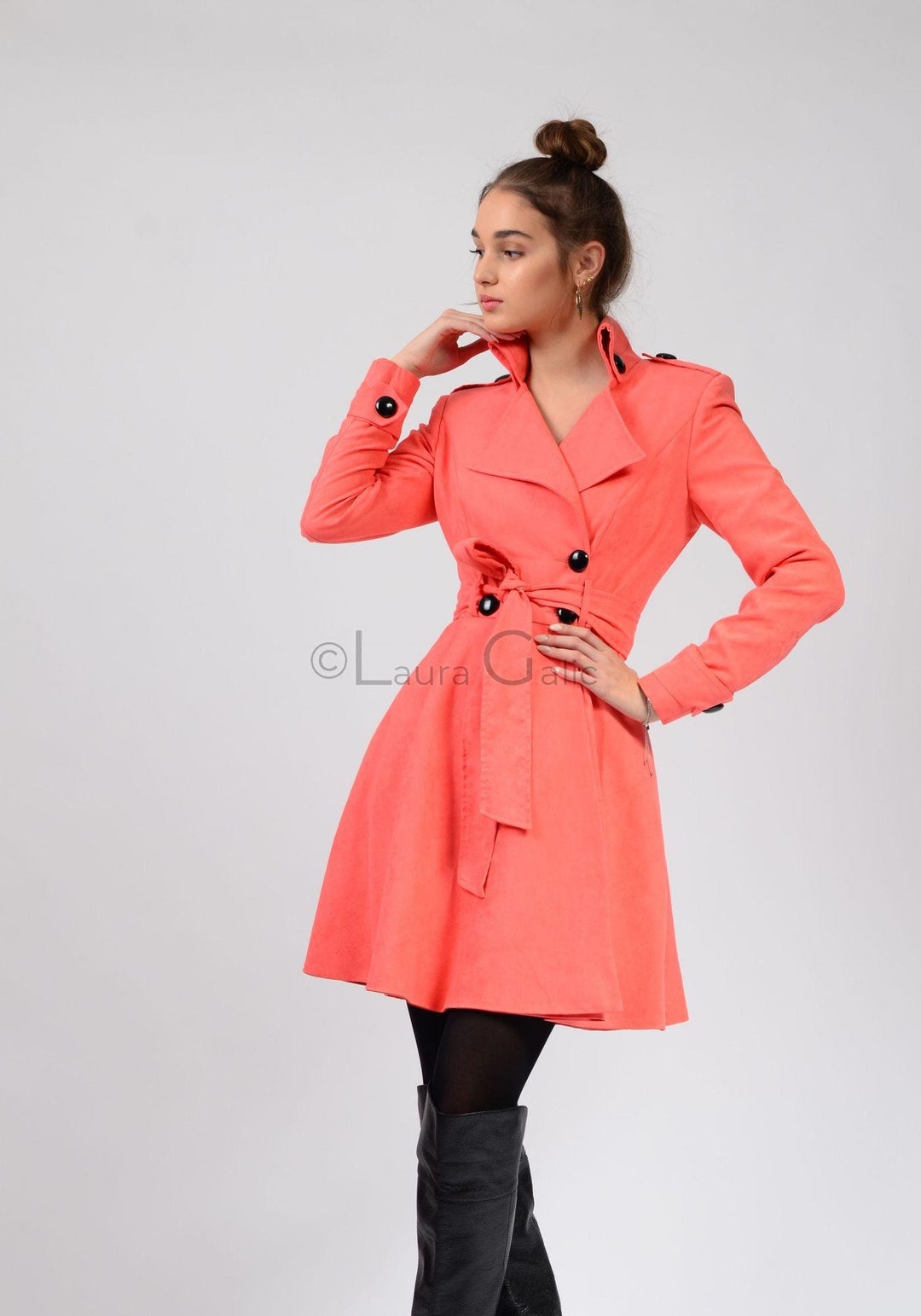 Rain Trench Coat, Autumn Raincoat Pleated Jacket for Women, Warm ...