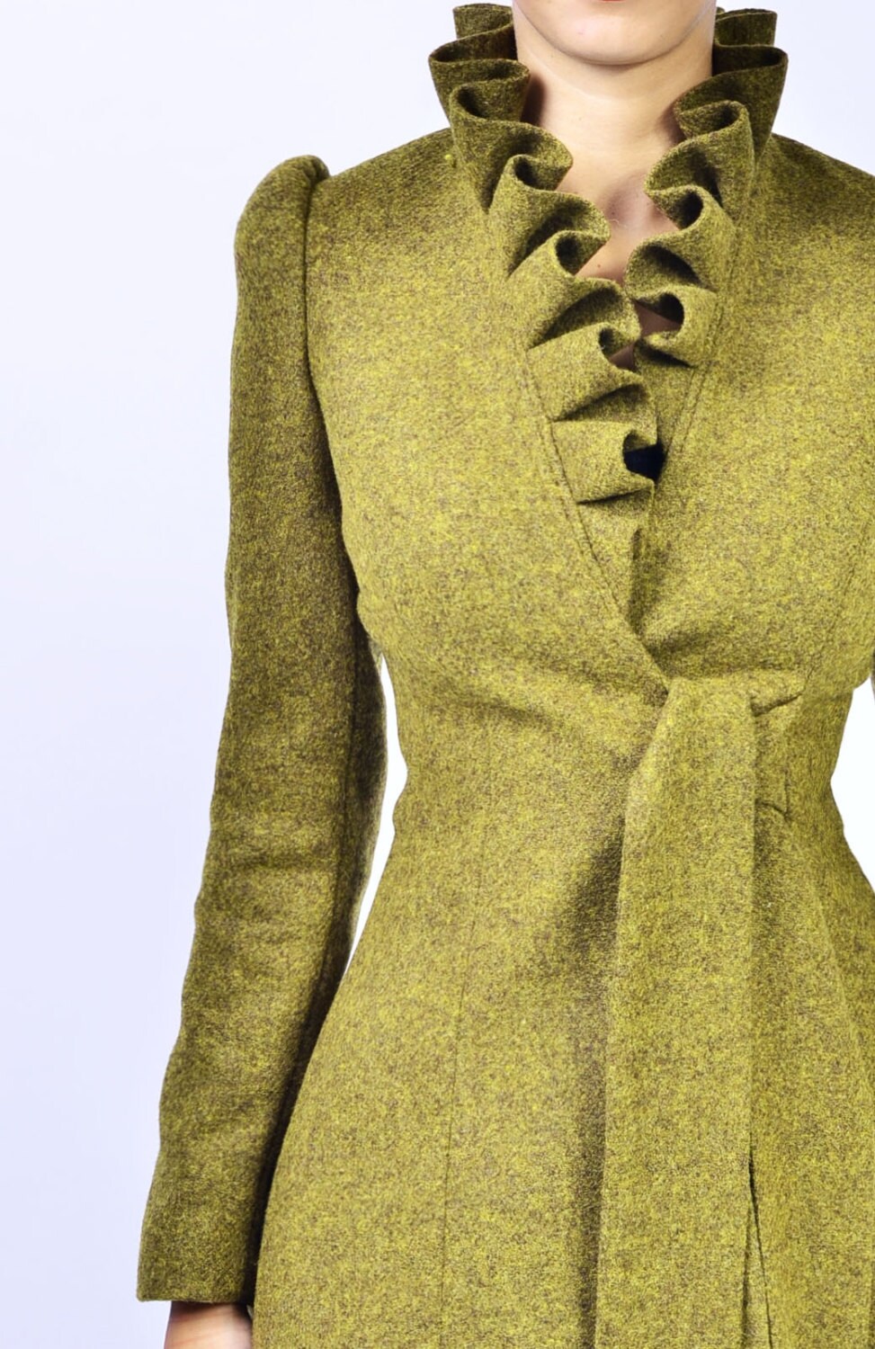 Wrap High Collar Coat, Midi Winter Jacket With Belt, for Ladies | Lena ...