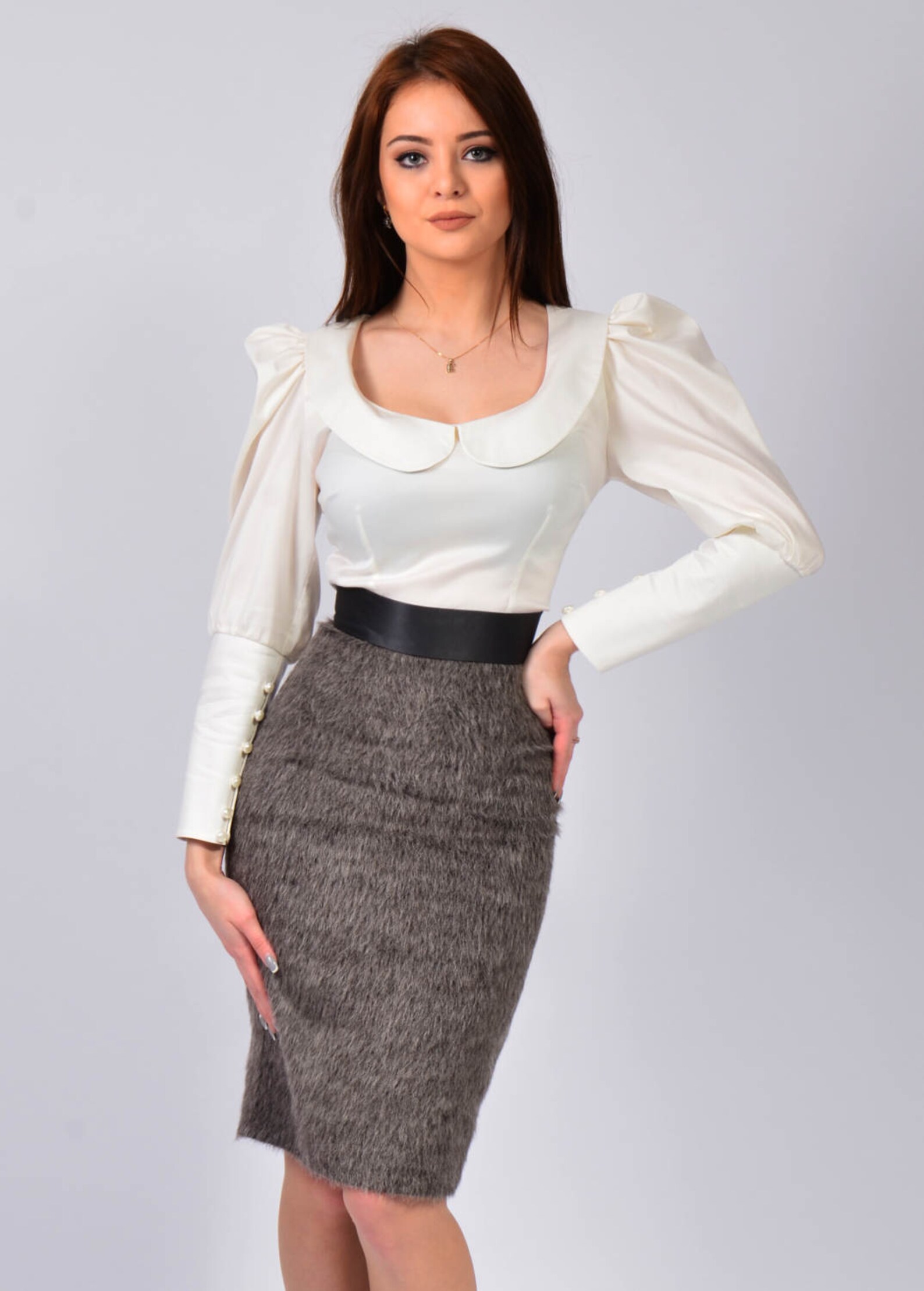 Blouse for Women Power Shoulder Top Peter Pan Collar | Etsy