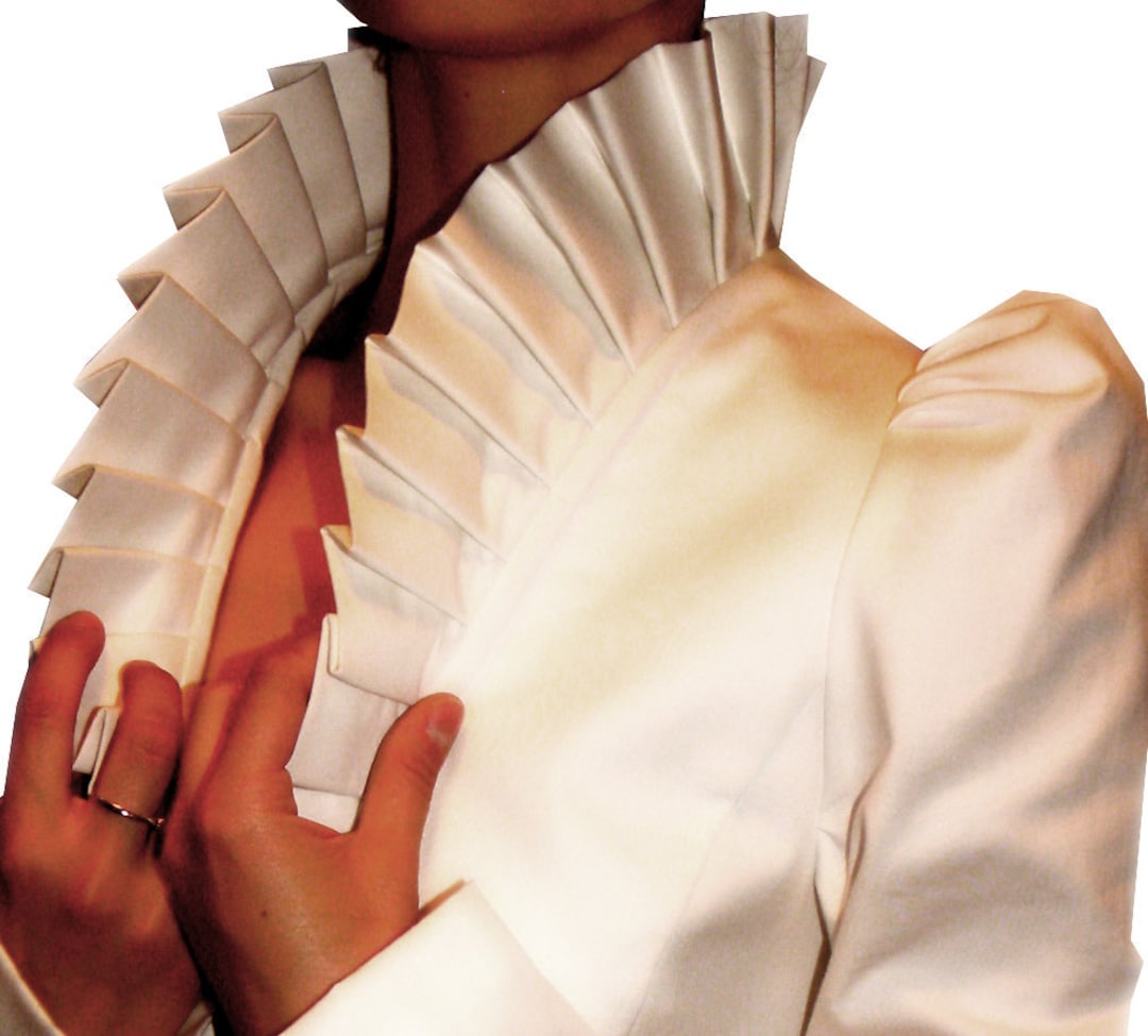 White Jacket, Ruffle Collar, One Button, Ruffle Back, for Women, Made ...