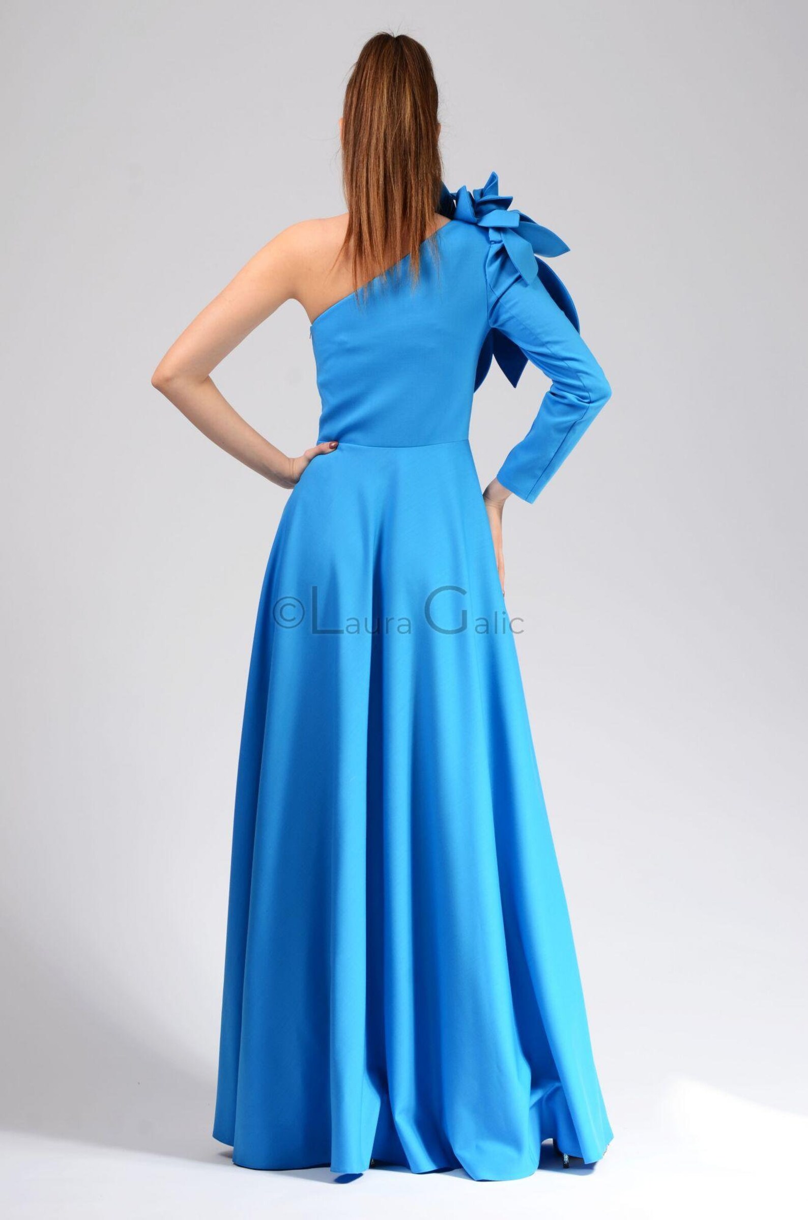 Long One Shoulder Dress Maxi Pleated One Sleeve Gown - Etsy