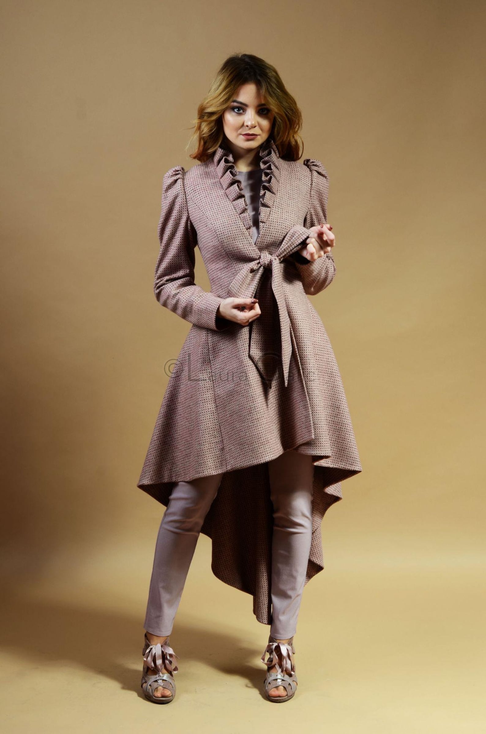 Wool Winter Coat Long Coat Plus Size Coat High Low Coat - Etsy