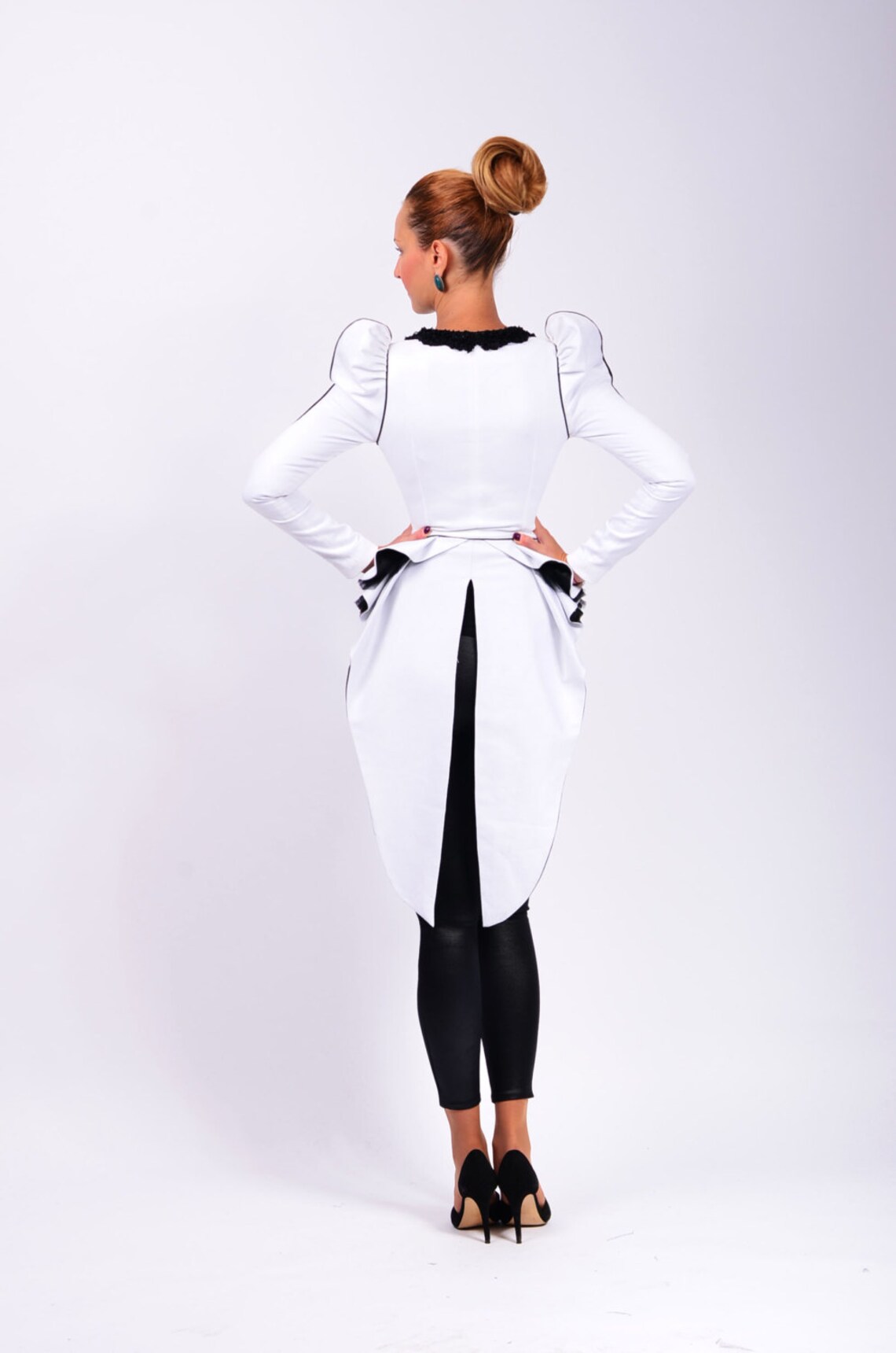 Haute Couture Jacket Ruffle High Shoulder Blazer Agata | Etsy