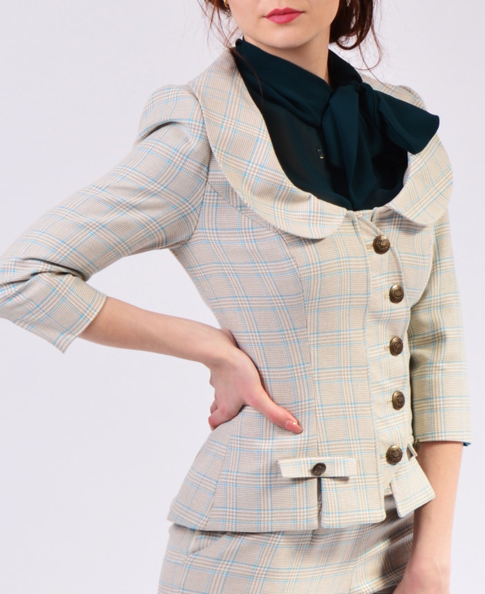 Round Collar Blazer Office Jacket Women's Wear Made to - Etsy