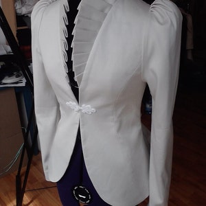 White Jacket, Ruffle Collar, One Button, Ruffle Back, for Women, Made ...