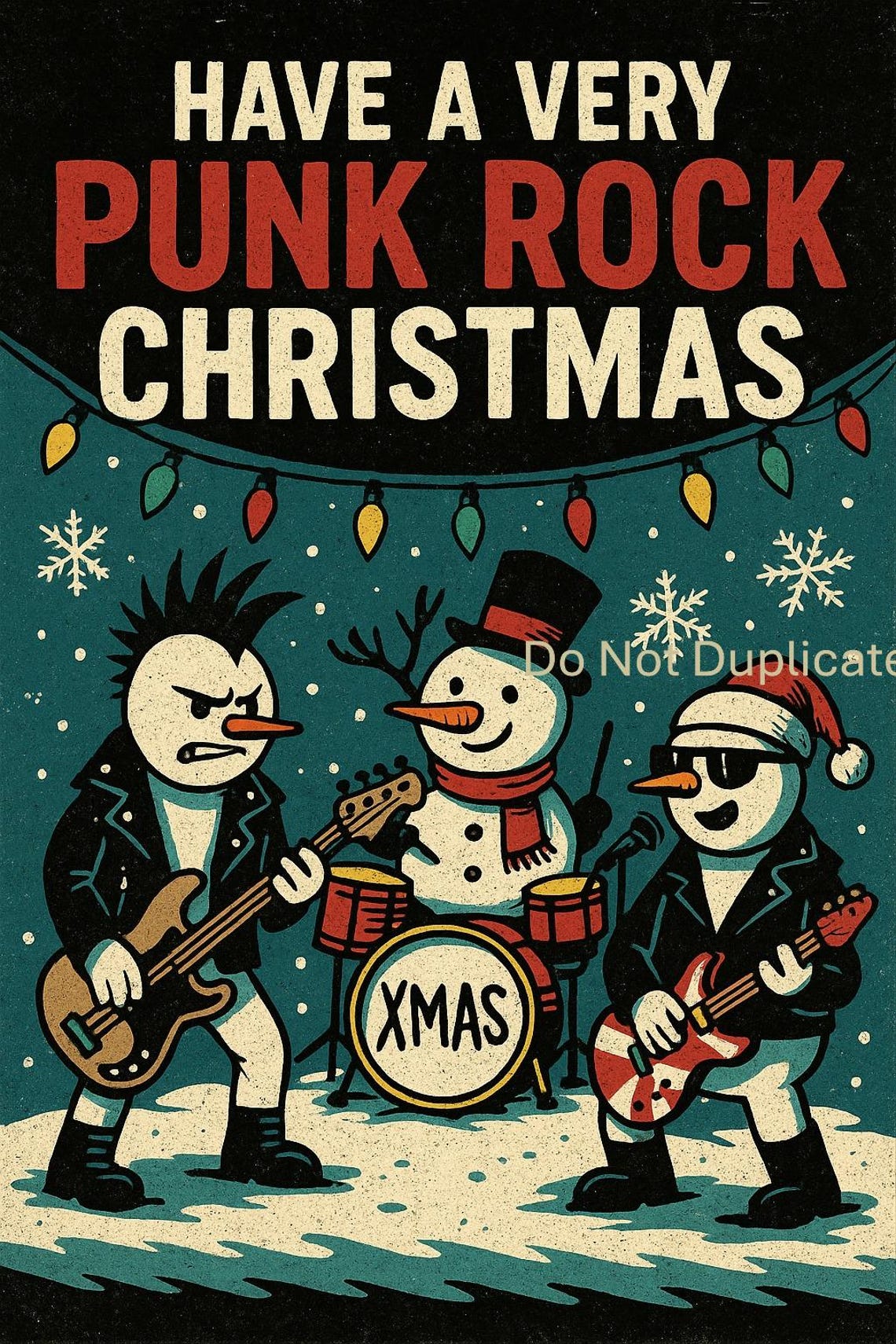 Punk Rock Christmas Postcard Set – 6 Bold Retro Style Holiday Cards - Etsy